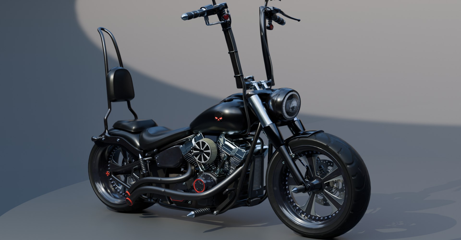 Custom Bike Red Eyes Skull Motorcycle 3D Model Model - TurboSquid 2324271