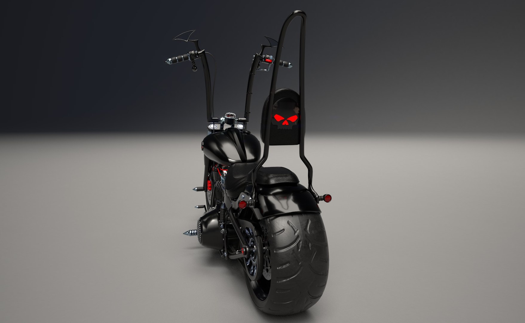Custom Bike Red Eyes Skull Motorcycle 3D Model Model - TurboSquid 2324271