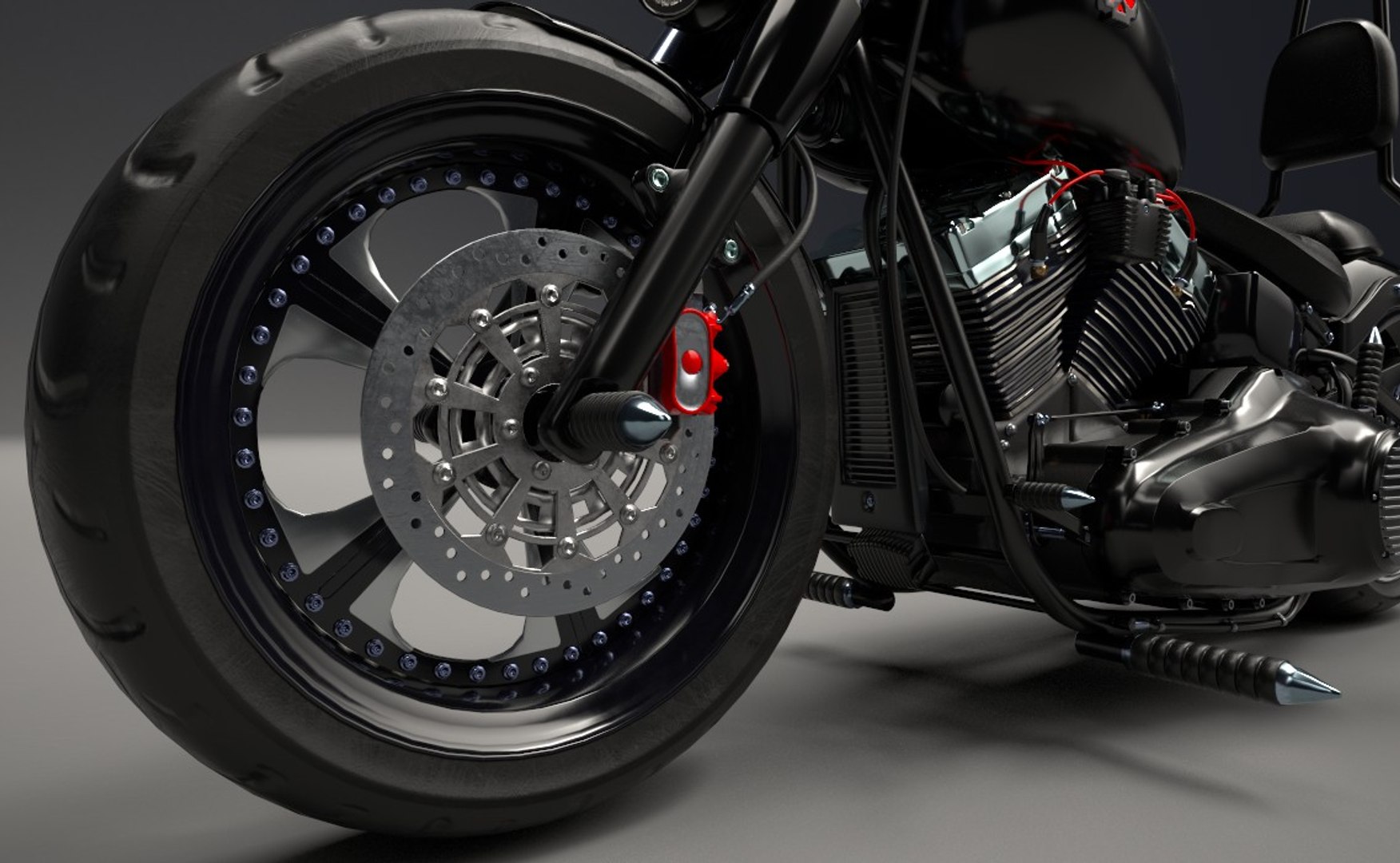 Custom Bike Red Eyes Skull Motorcycle 3D Model Model - TurboSquid 2324271