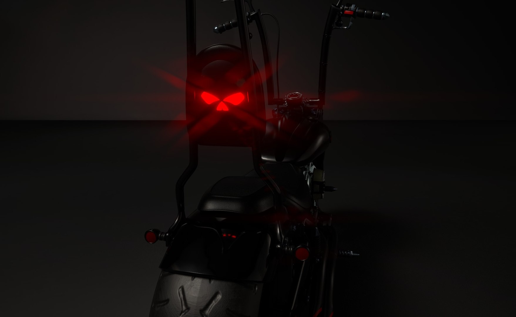 Custom Bike Red Eyes Skull Motorcycle 3D Model Model - TurboSquid 2324271