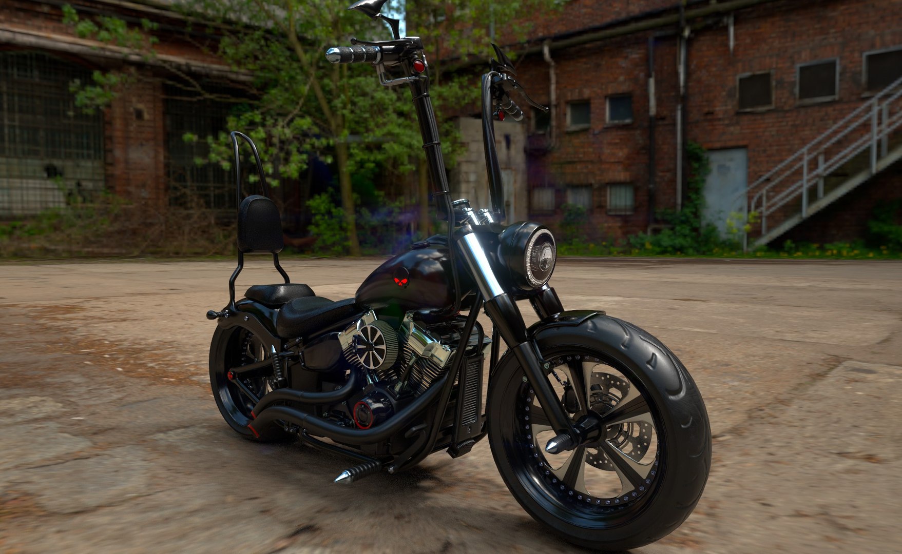 Custom Bike Red Eyes Skull Motorcycle 3D Model Model - TurboSquid 2324271