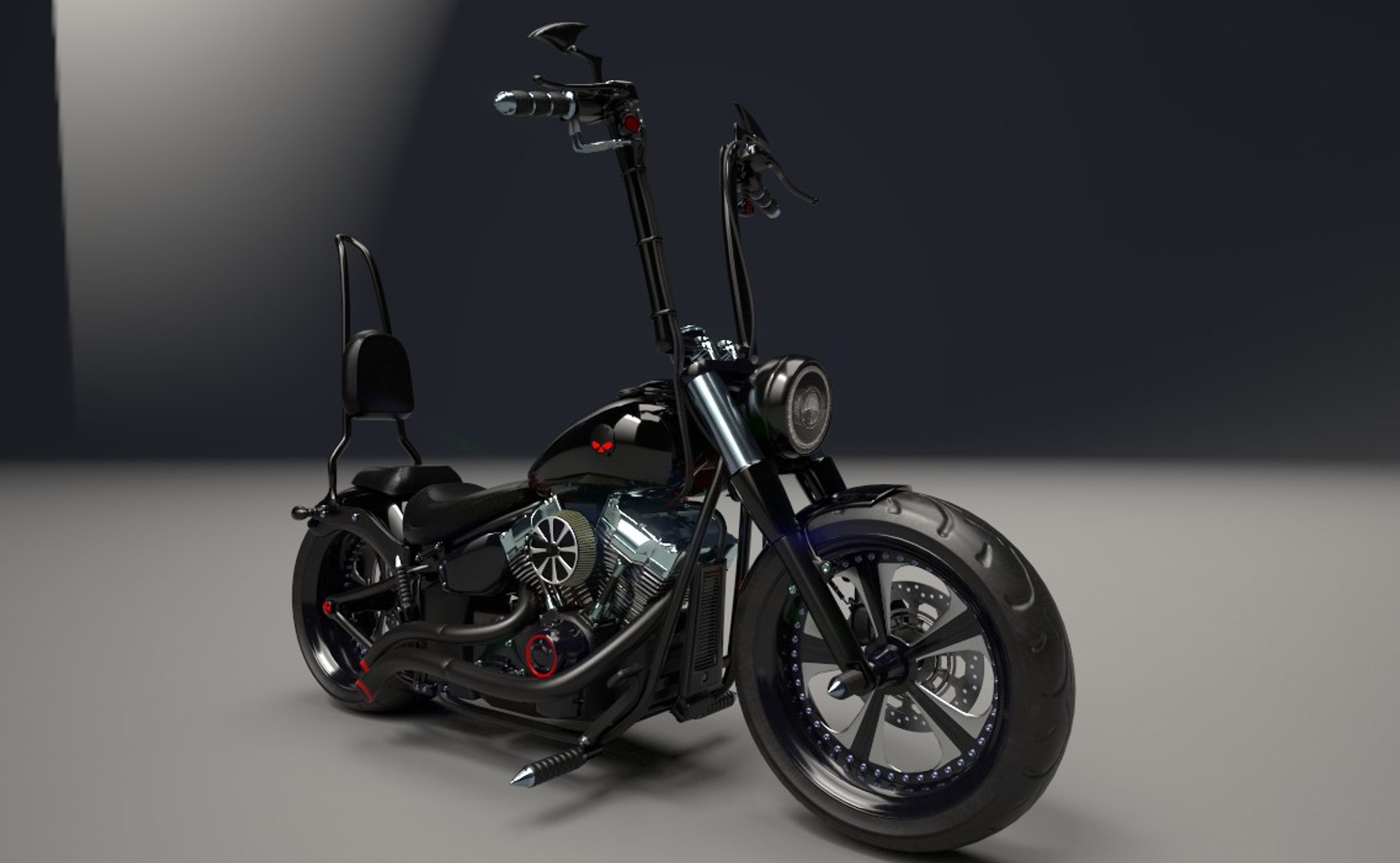 Custom Bike Red Eyes Skull Motorcycle 3D Model Model - TurboSquid 2324271