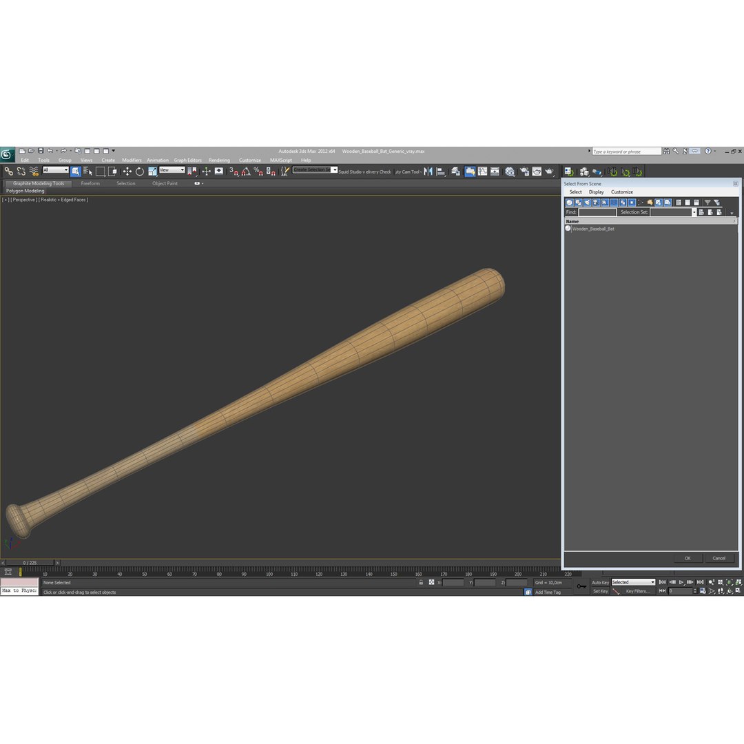 3d baseball wooden bat 2 model