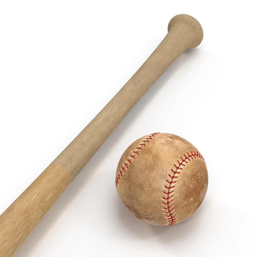 3d baseball wooden bat 2 model