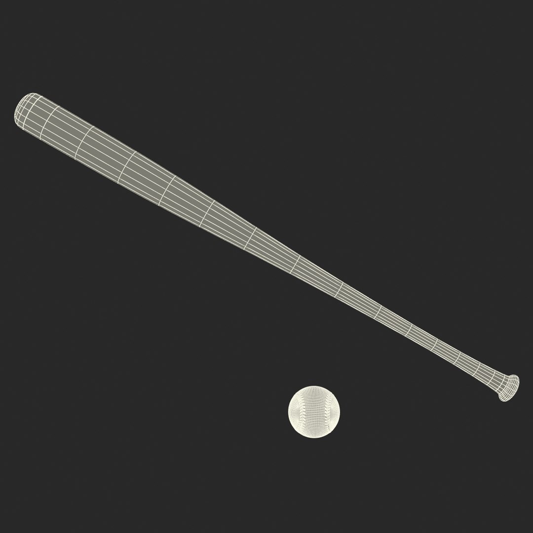 3d baseball wooden bat 2 model