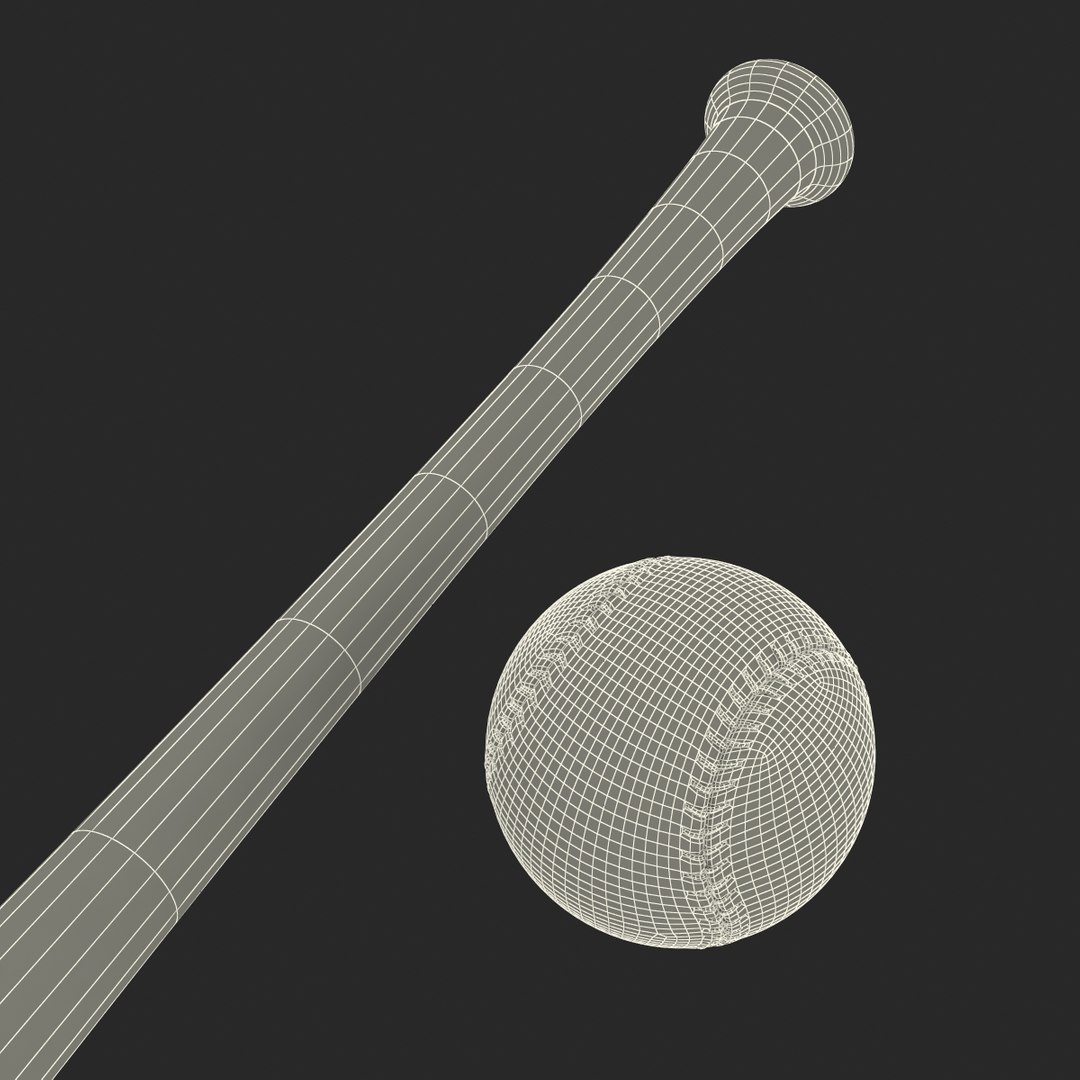 3d baseball wooden bat 2 model