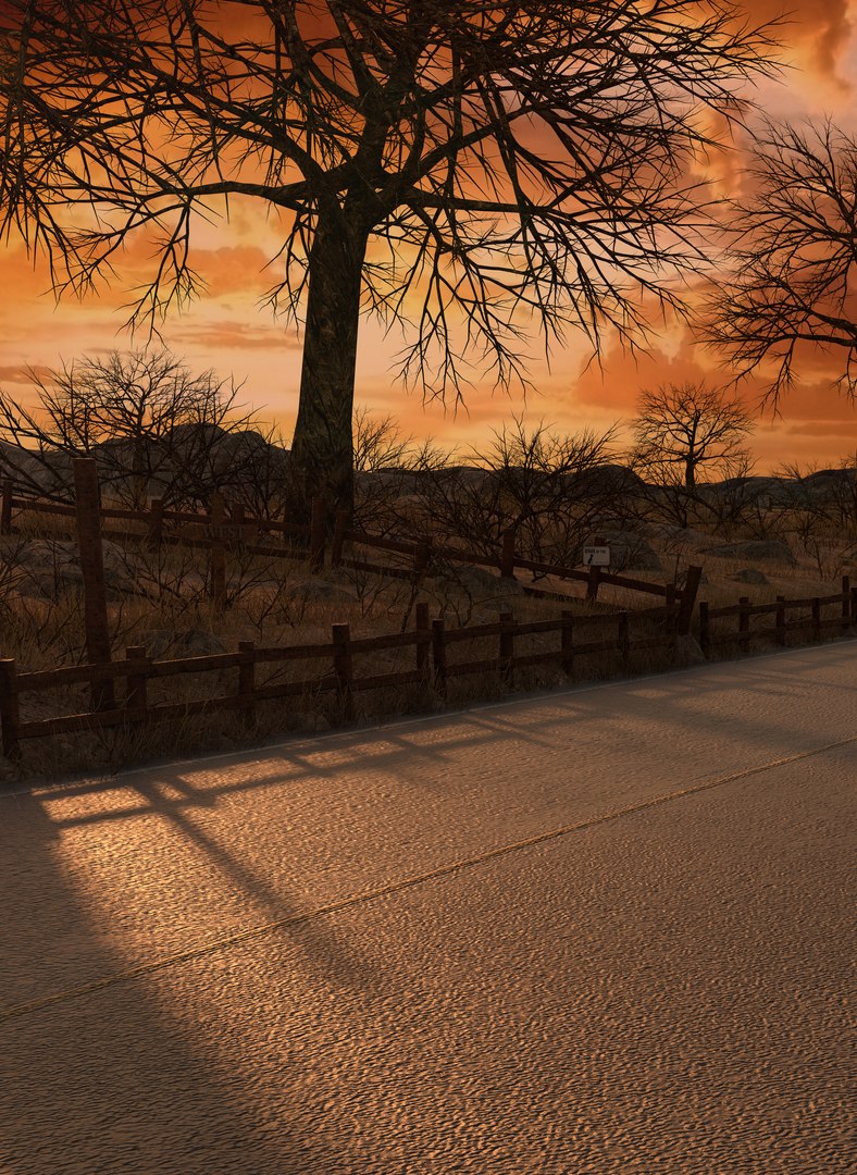 3D Road Sunset Sun - TurboSquid 1542554