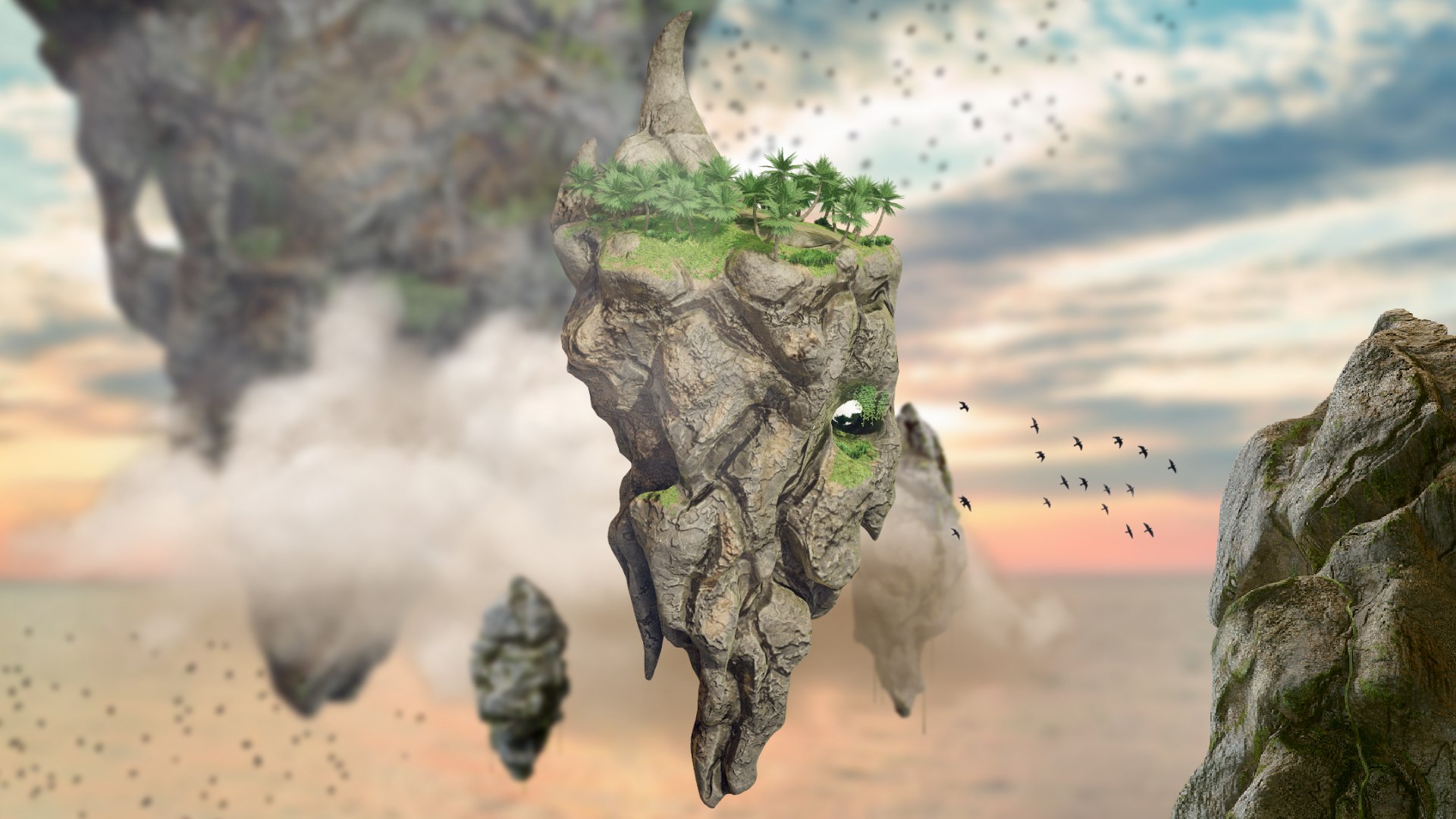 Floating island tall land 3D - TurboSquid 1570014