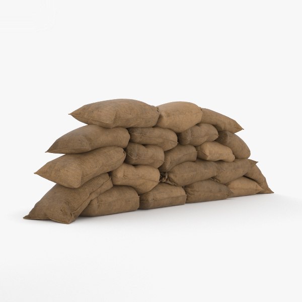 3D sandbags barricade sand model - TurboSquid 1523938