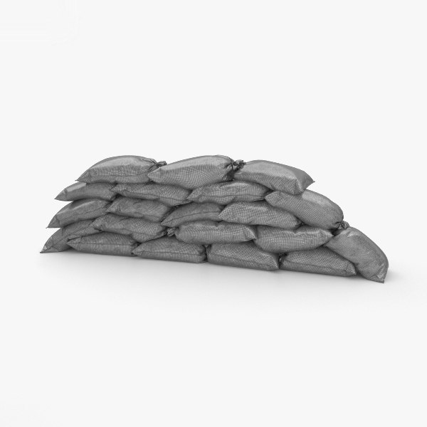 3D sandbags barricade sand model - TurboSquid 1523938