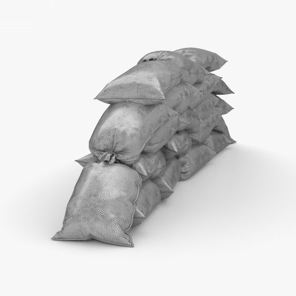 3D sandbags barricade sand model - TurboSquid 1523938