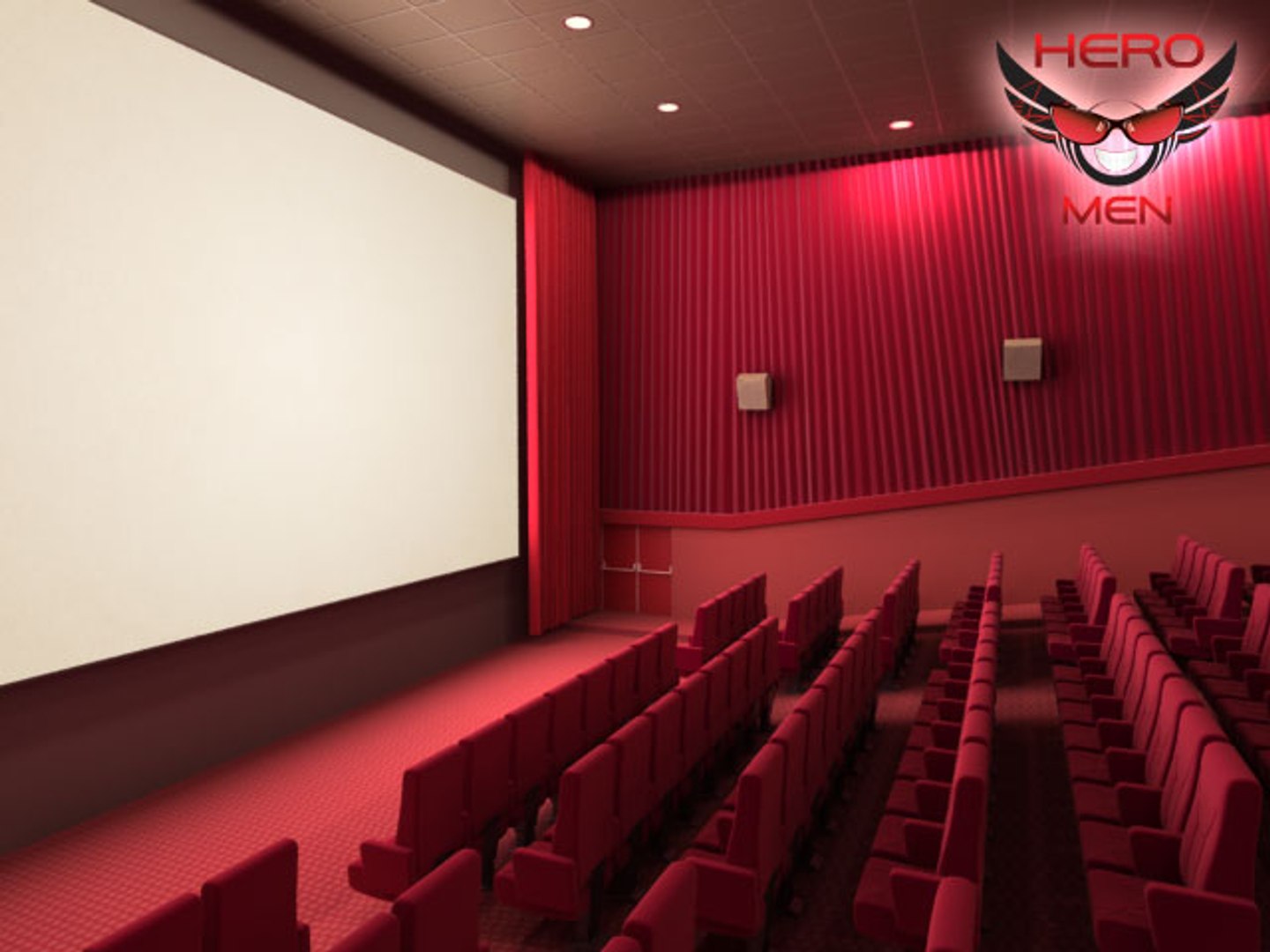 3d Model Hall Seats Curtain