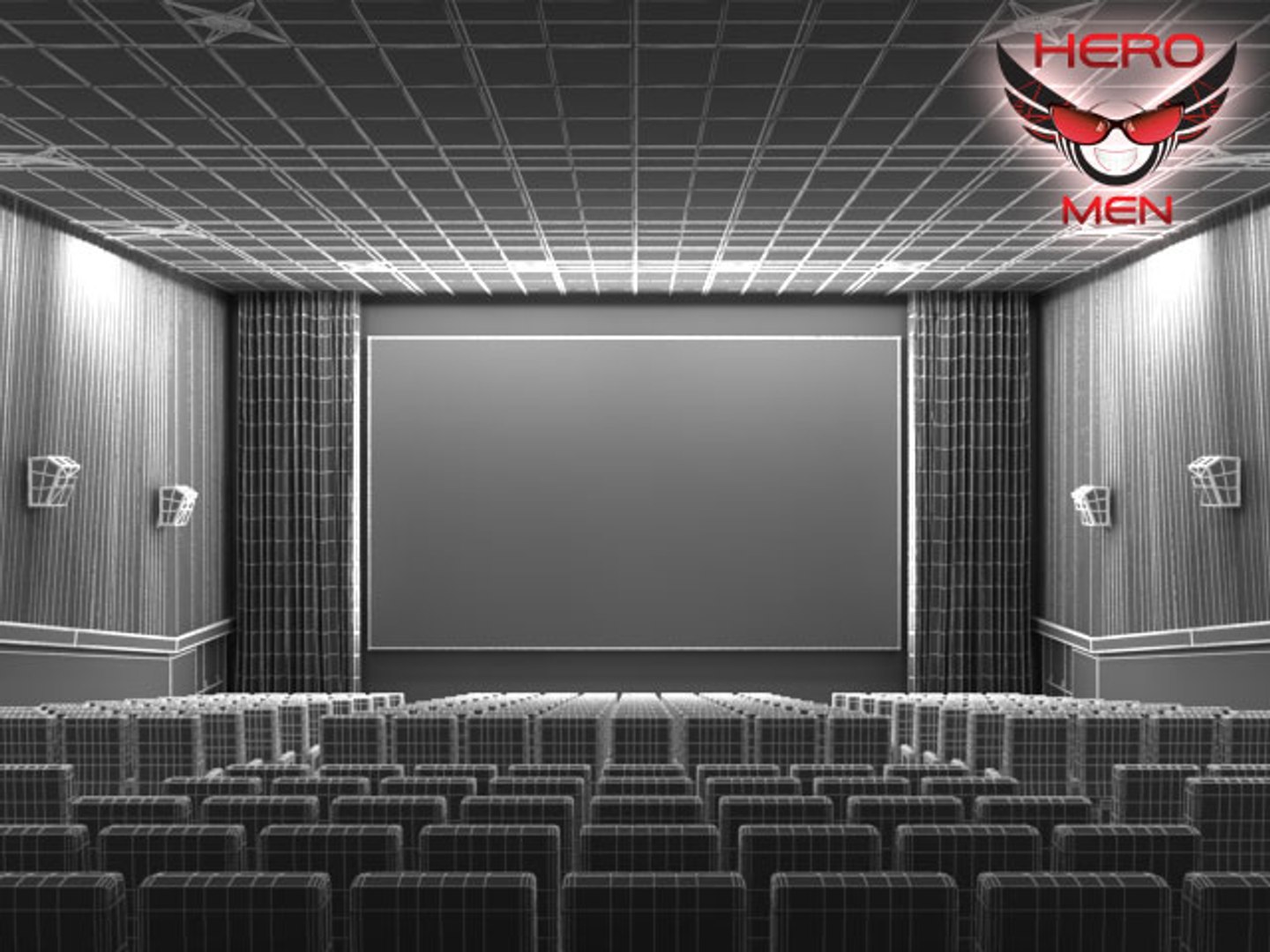 3d Model Hall Seats Curtain