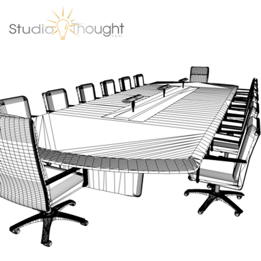 Wood Conference Room Table 3d 3ds