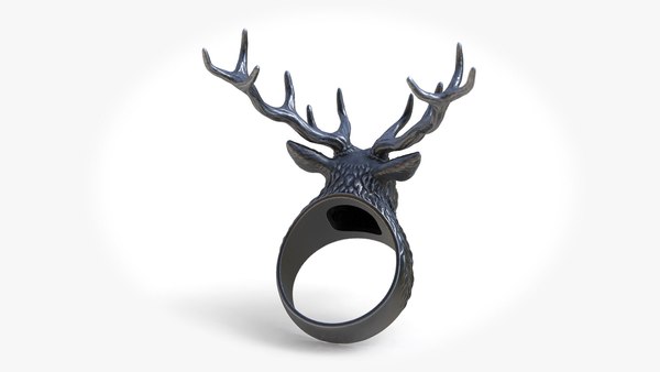 Red Deer Stag Head Ring Jewelry 3D model - TurboSquid 1884971