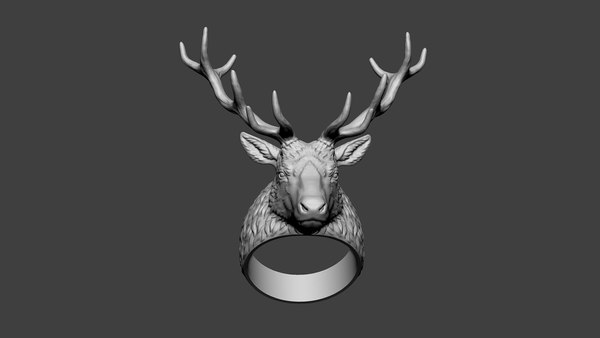 Red Deer Stag Head Ring Jewelry 3D model - TurboSquid 1884971