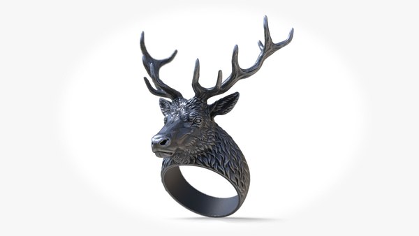 Red Deer Stag Head Ring Jewelry 3D model - TurboSquid 1884971