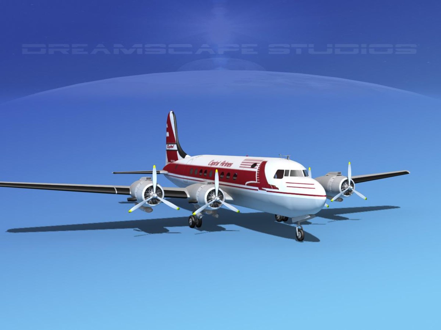 Dc-4 Airlines 3d Model