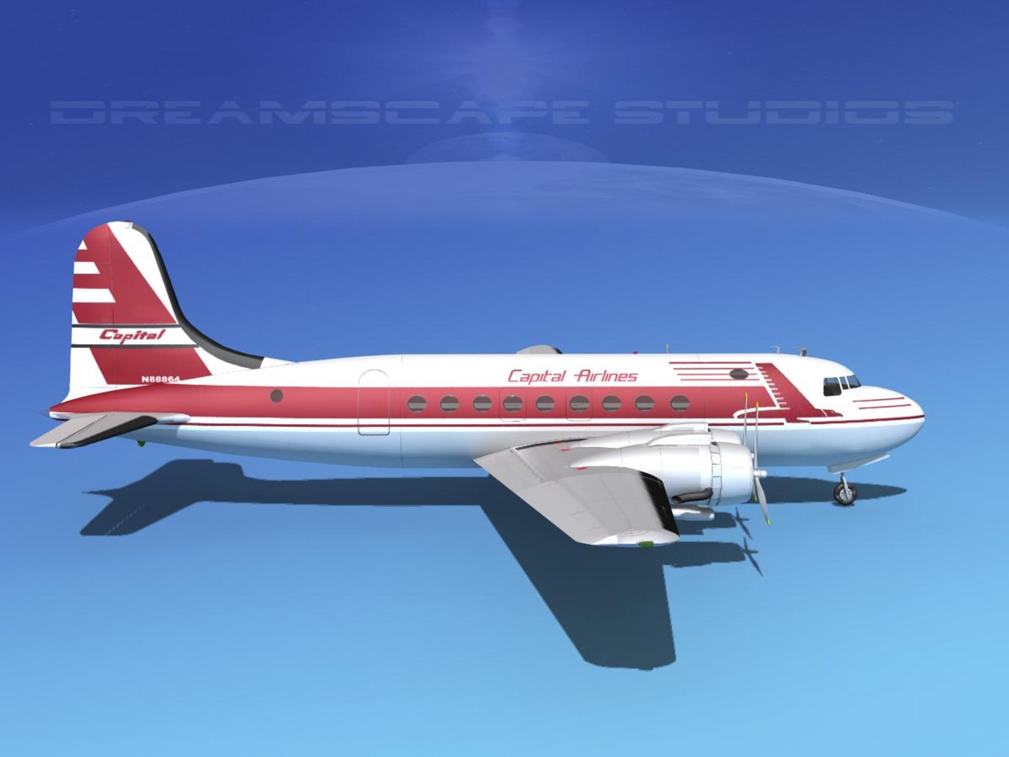 Dc-4 Airlines 3d Model