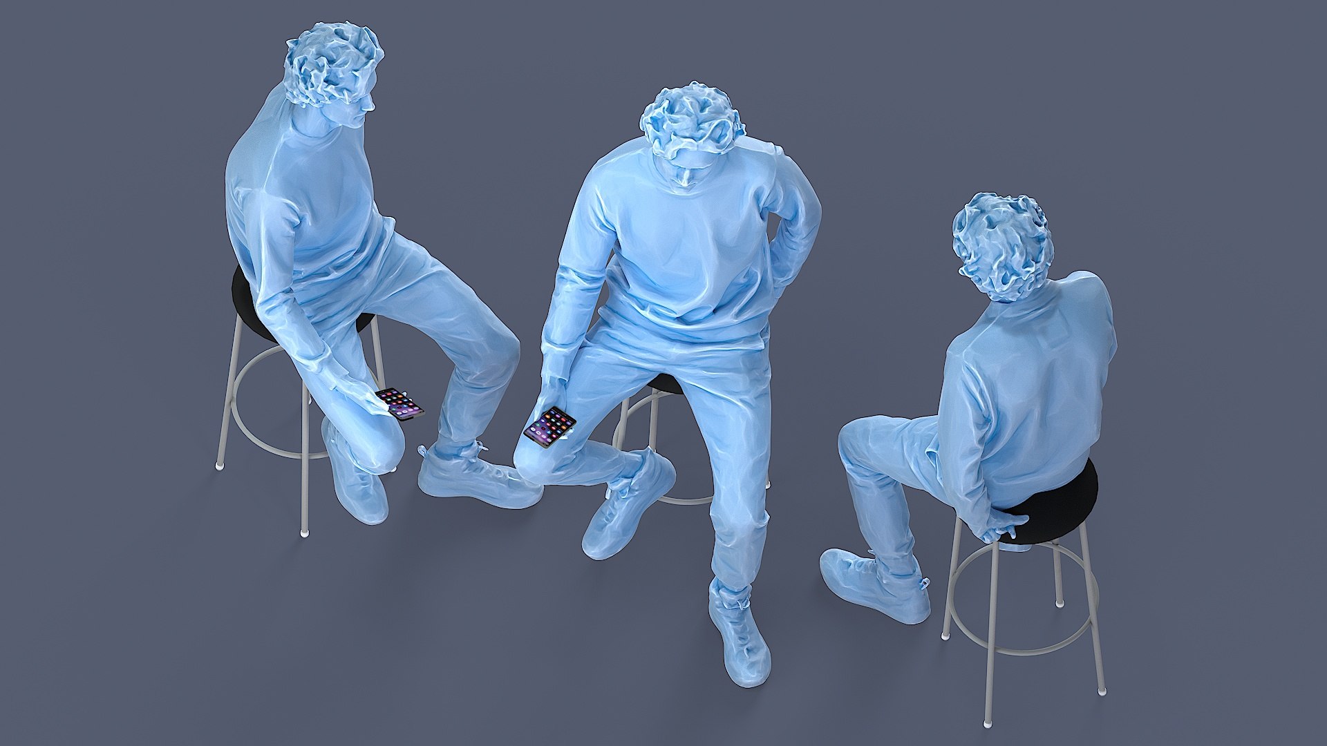 The Curly Observer Man On Bar Stool 3D Model - TurboSquid 2099402