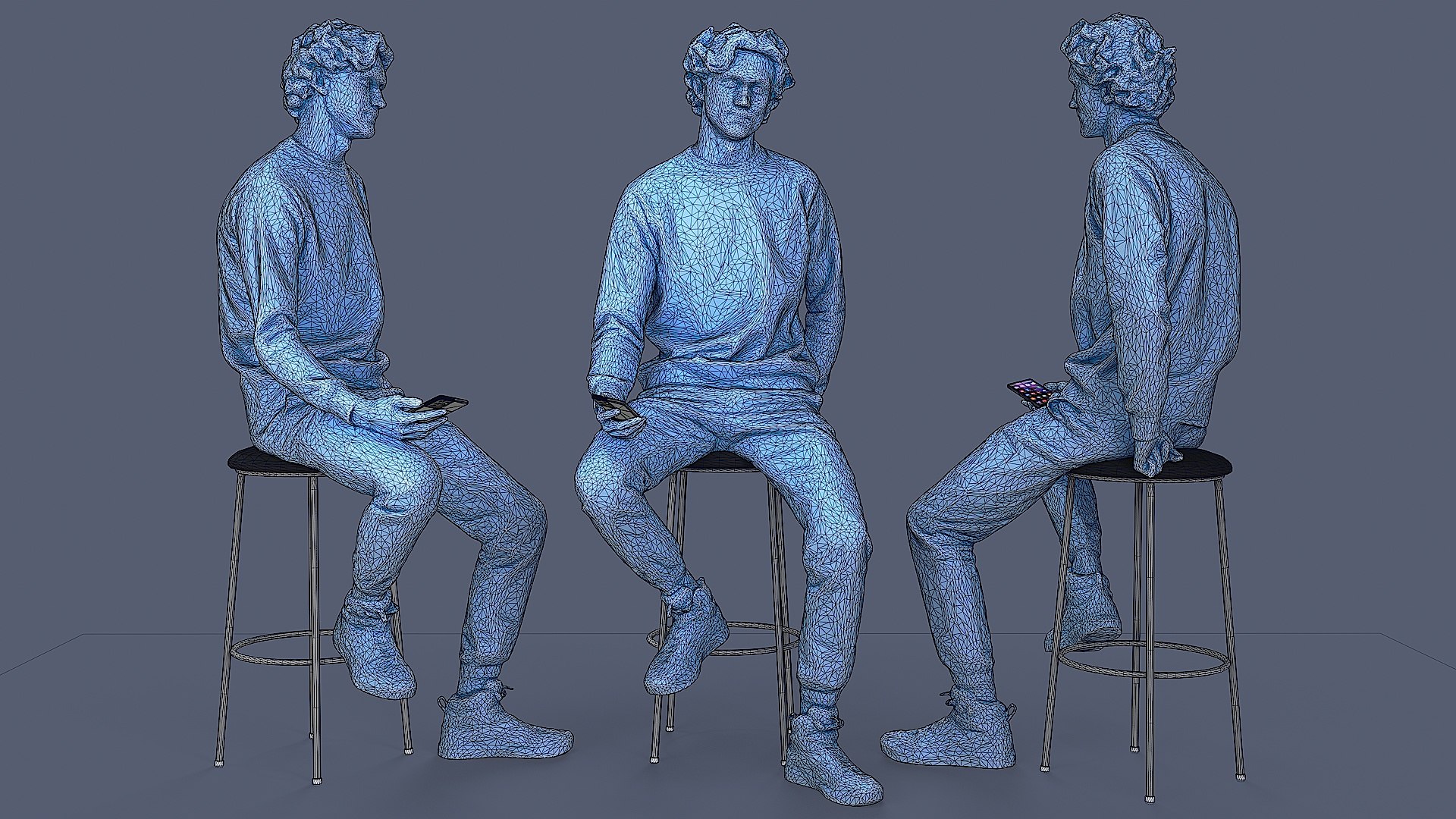The Curly Observer Man On Bar Stool 3D Model - TurboSquid 2099402