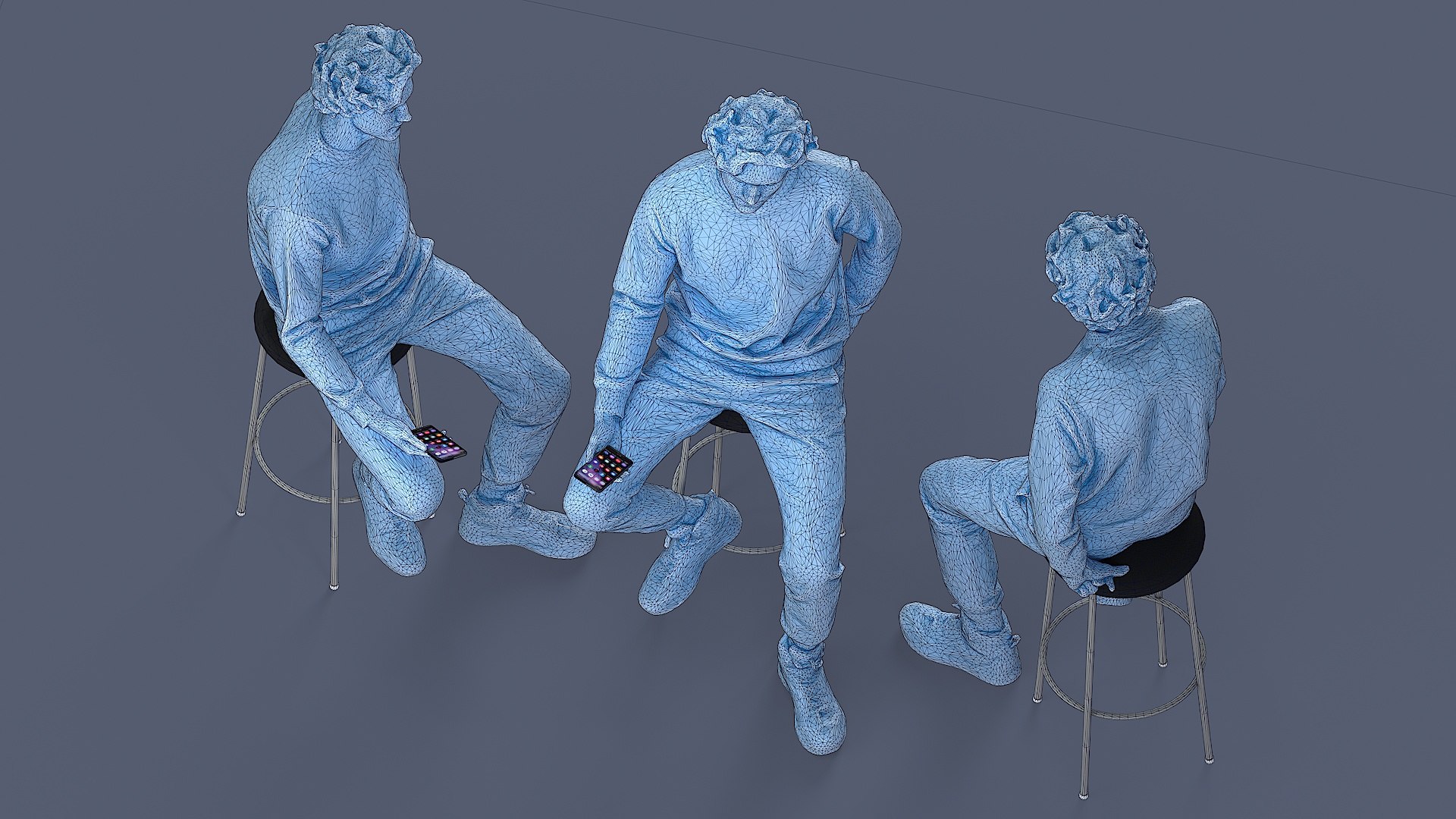 The Curly Observer Man On Bar Stool 3D Model - TurboSquid 2099402