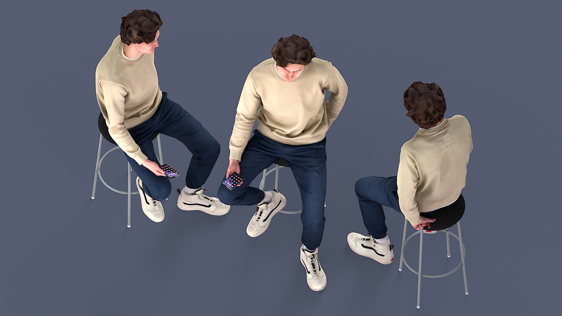 The Curly Observer Man On Bar Stool 3D Model - TurboSquid 2099402
