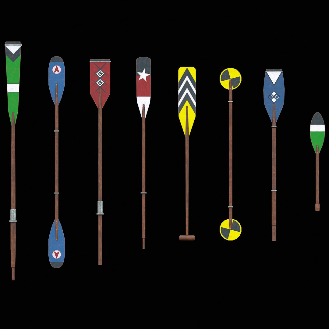 Set of 8 Painted Wooden Paddles 3D model - TurboSquid 1854403