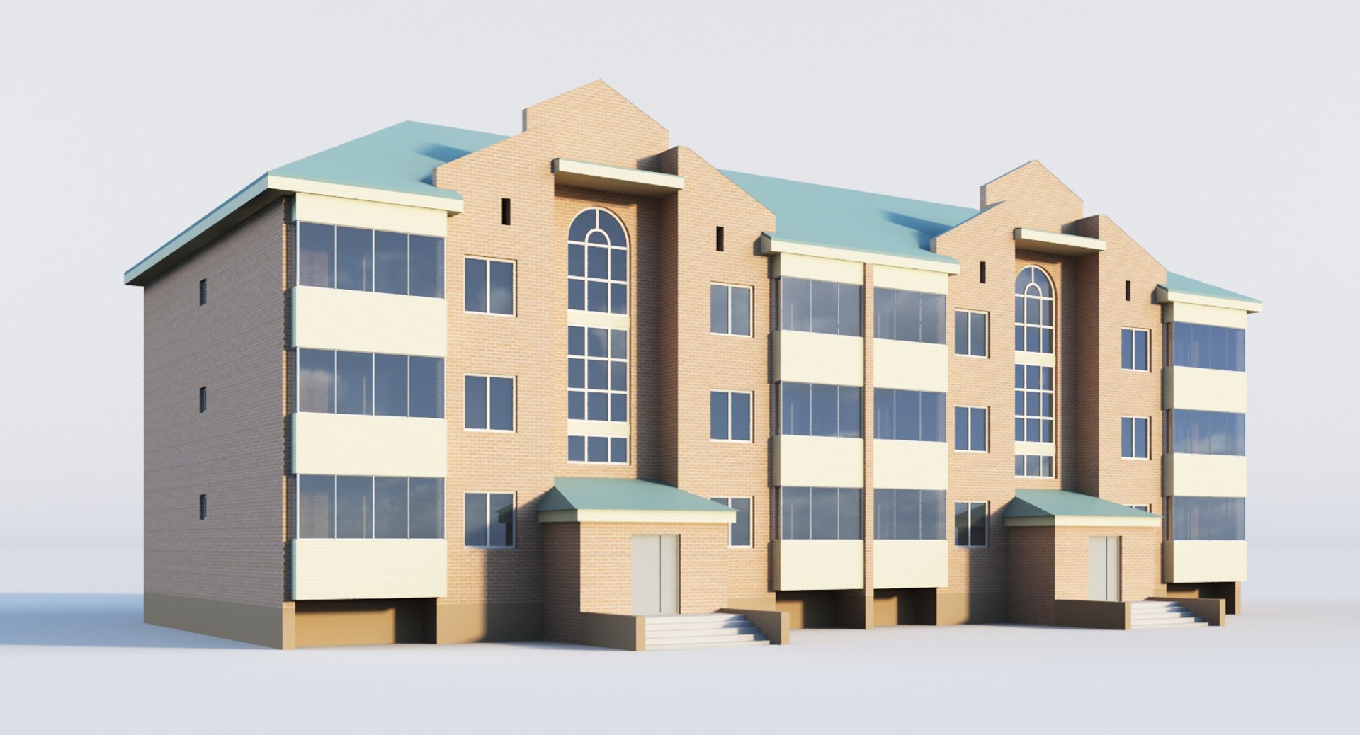 3-storey Building Residential 3d Model