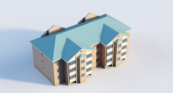 3-storey building residential 3d model