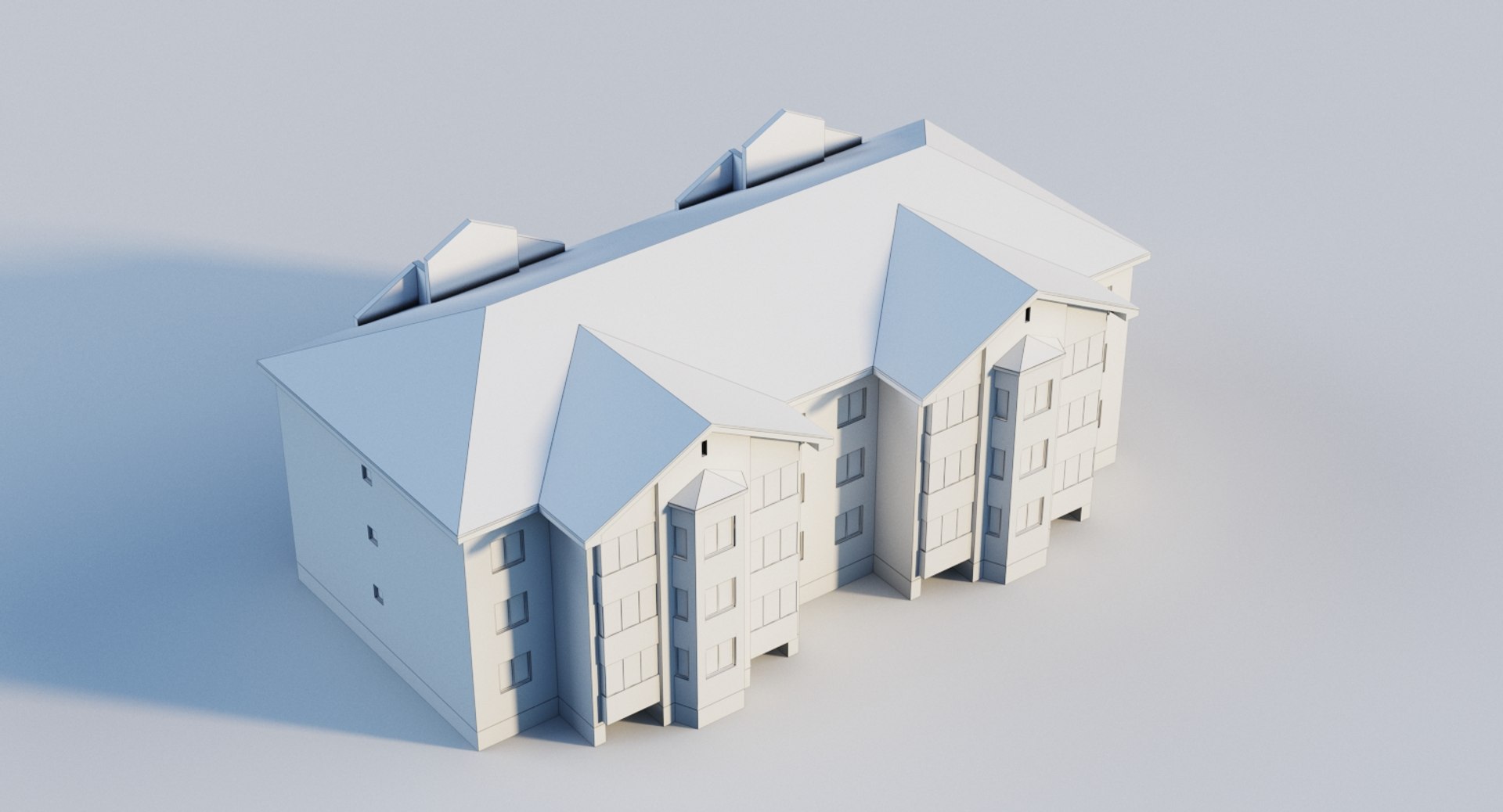 3-storey Building Residential 3d Model