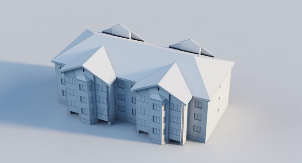 3-storey building residential 3d model