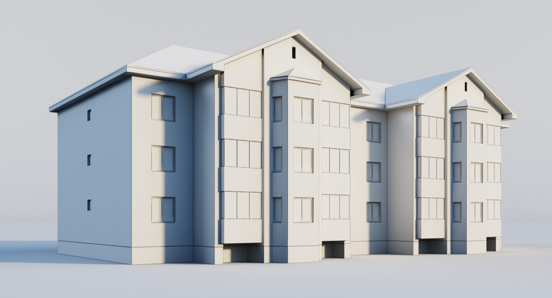 3-storey Building Residential 3d Model