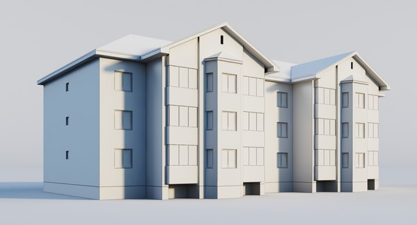 3-storey building residential 3d model