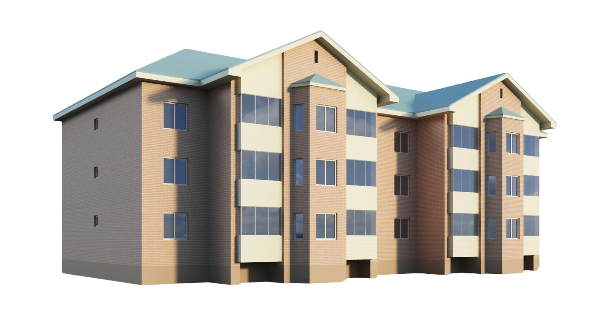 3-storey Building Residential 3d Model