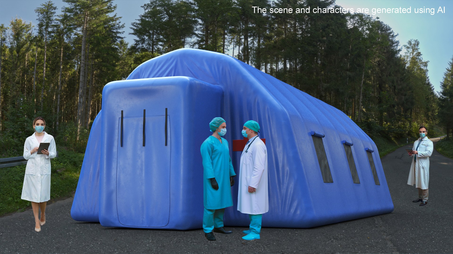 Blue Inflatable Medical Tent Draped 3D - TurboSquid 2250245