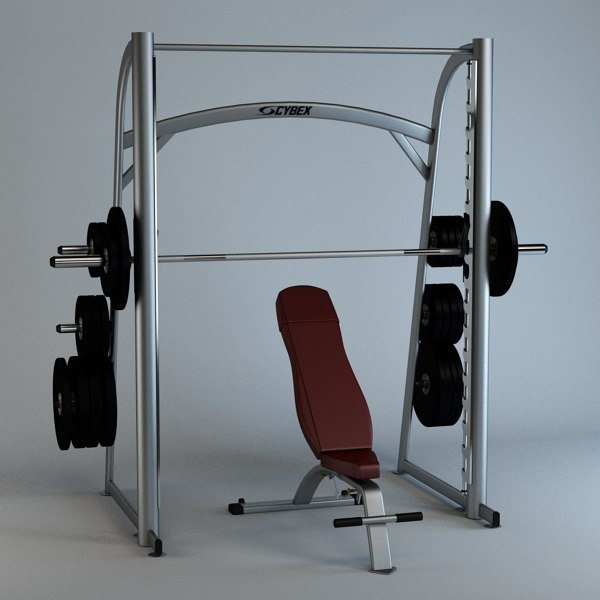 3d model of smith machine bench