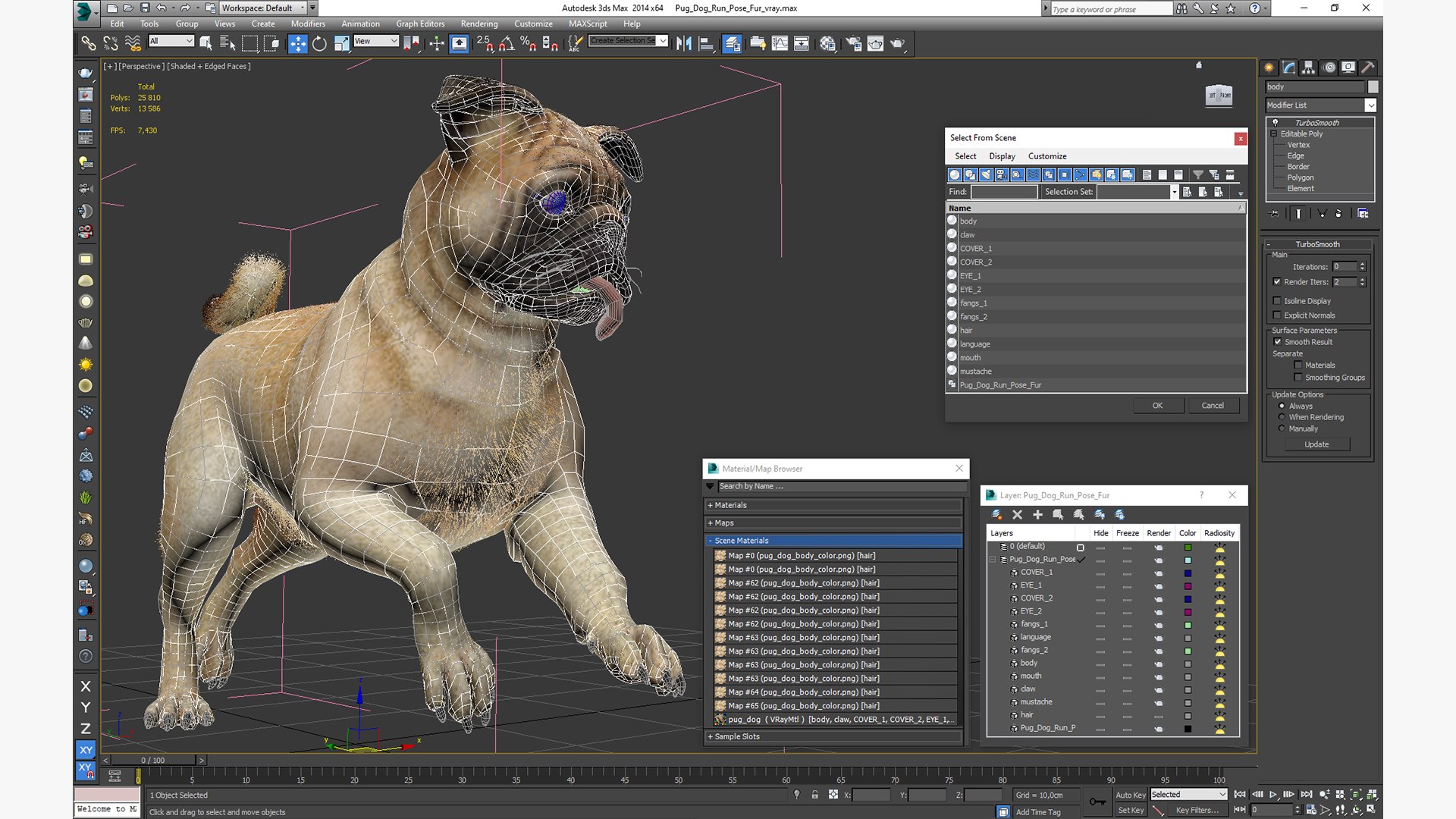 Pug dog run pose 3D - TurboSquid 1681963