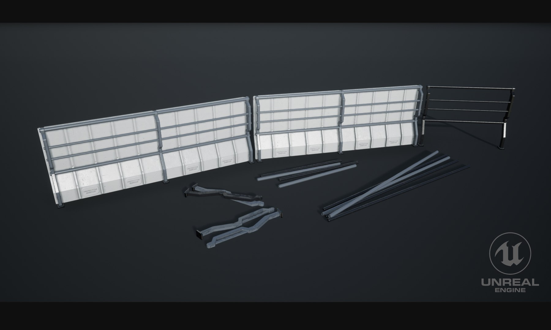 3D Sci-fi Modular Fence Model - TurboSquid 1826954