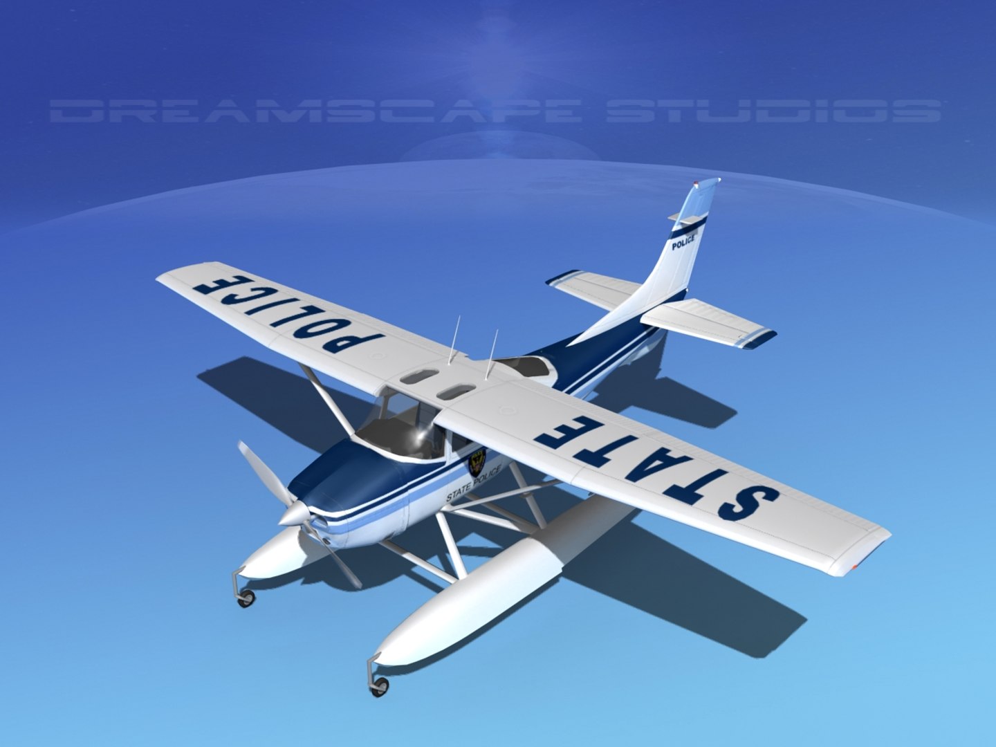 Propeller Cessna 182 Seaplane 3d Max