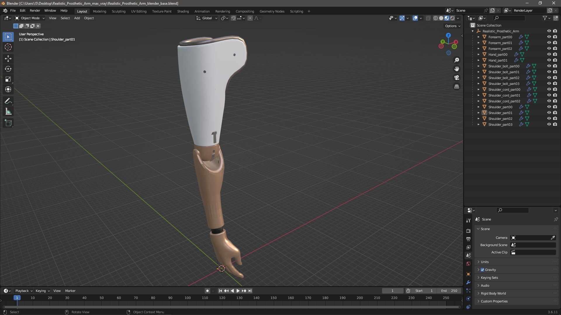 3D Model Realistic Prosthetic Arm - TurboSquid 2326280