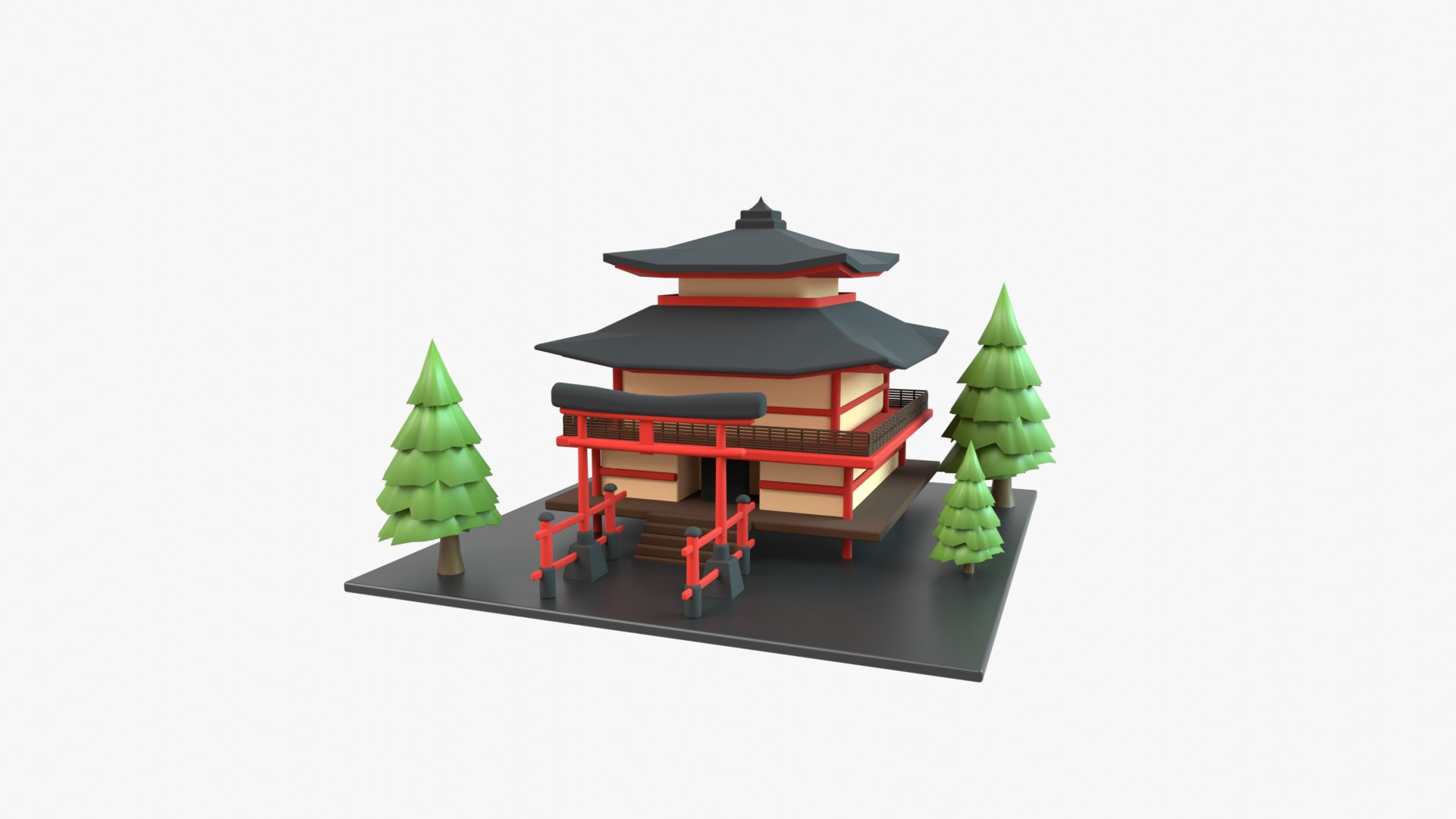 3D Temple Japanese 3D Illustration Model - TurboSquid 2238327