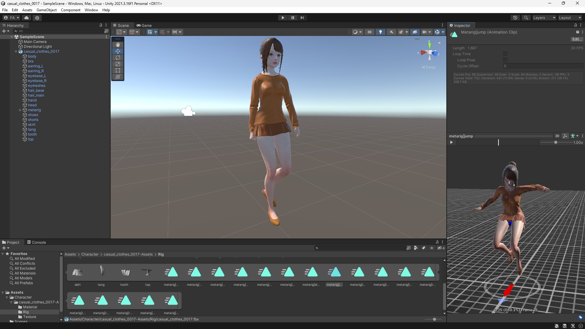 Casual Clothes 0017 - Rig - Unreal - Unity - Blender - Animated - Realistic Female Character ...