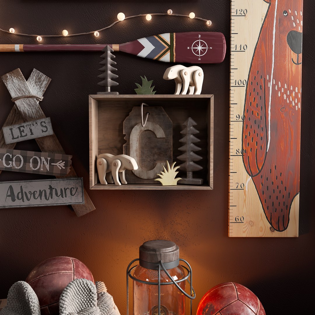 A Large Teen Room Set Of Decor In Scout Style 3D Model - TurboSquid 1880127