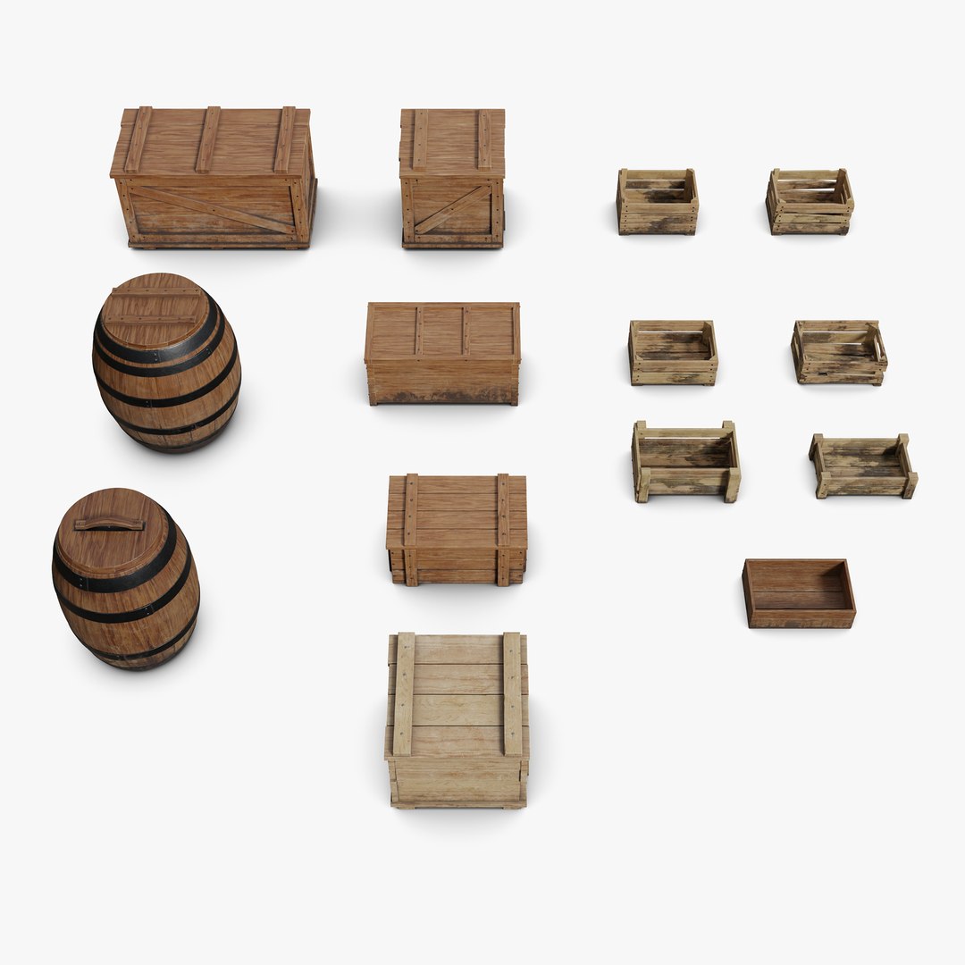 3D Medieval Wooden Crate Pack - Dirty model - TurboSquid 1905603