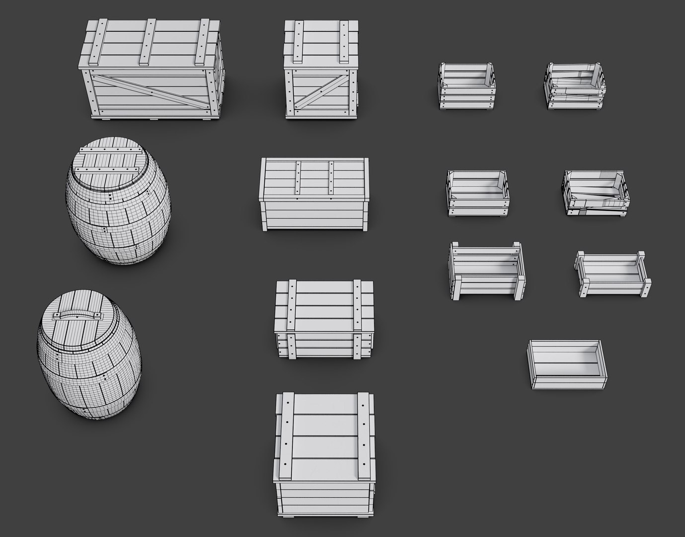 3D Medieval Wooden Crate Pack - Dirty model - TurboSquid 1905603