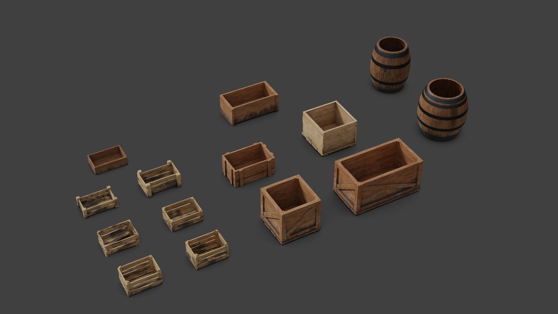 3D Medieval Wooden Crate Pack - Dirty Model - TurboSquid 1905603