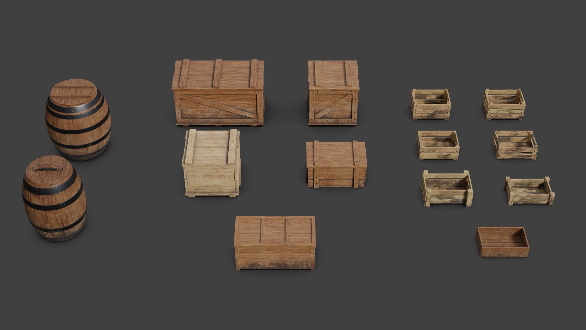 3D Medieval Wooden Crate Pack - Dirty Model - TurboSquid 1905603