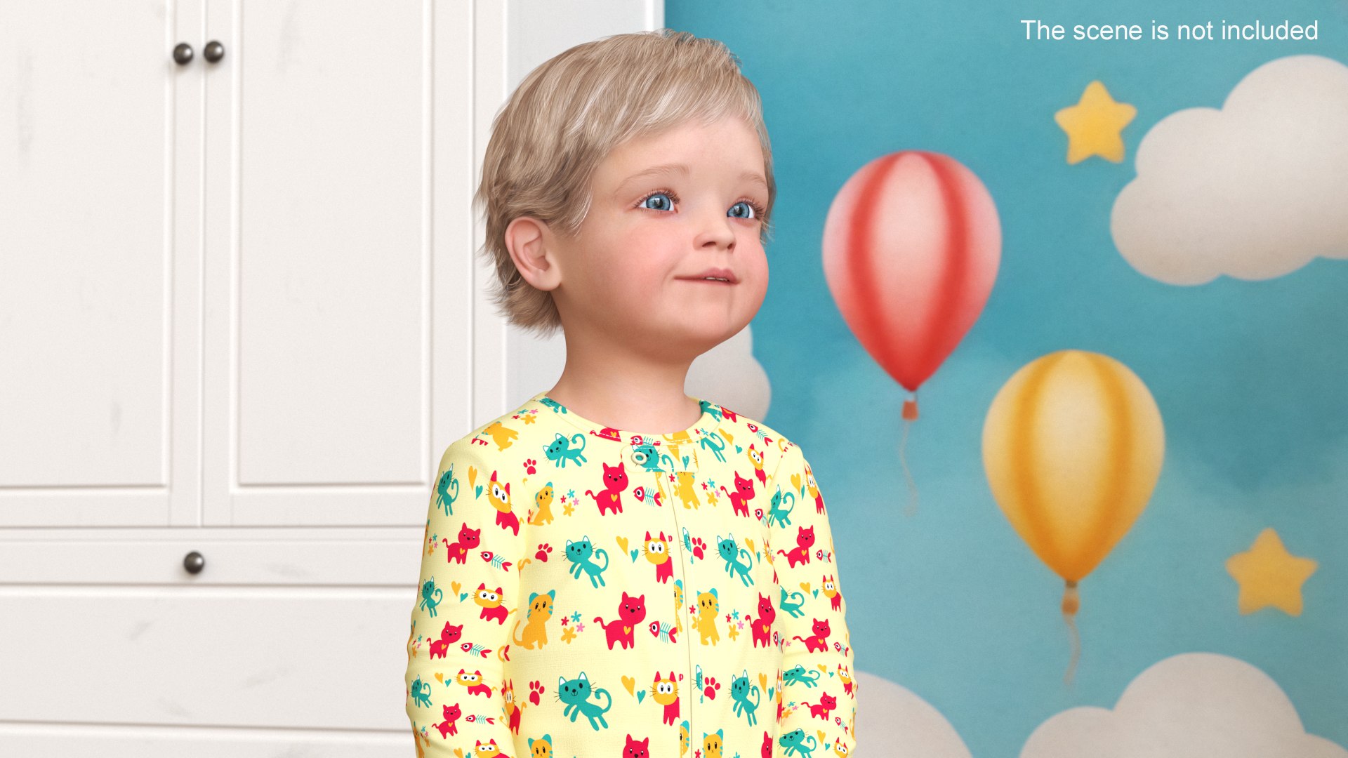 3D Model Toddler Aged 1 Year In Pajamas Standing Pose - TurboSquid 2267061