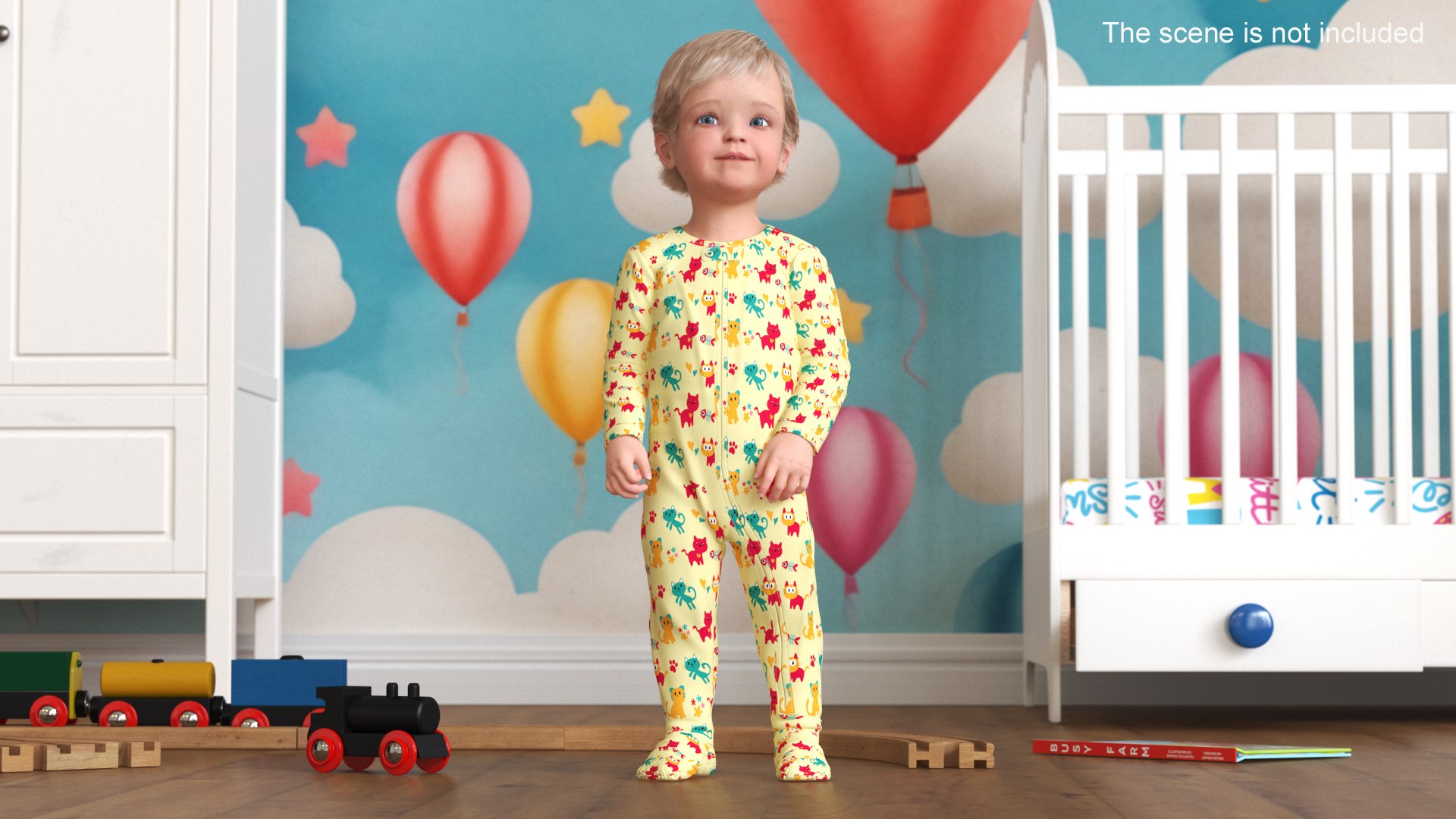 3D Model Toddler Aged 1 Year In Pajamas Standing Pose - TurboSquid 2267061